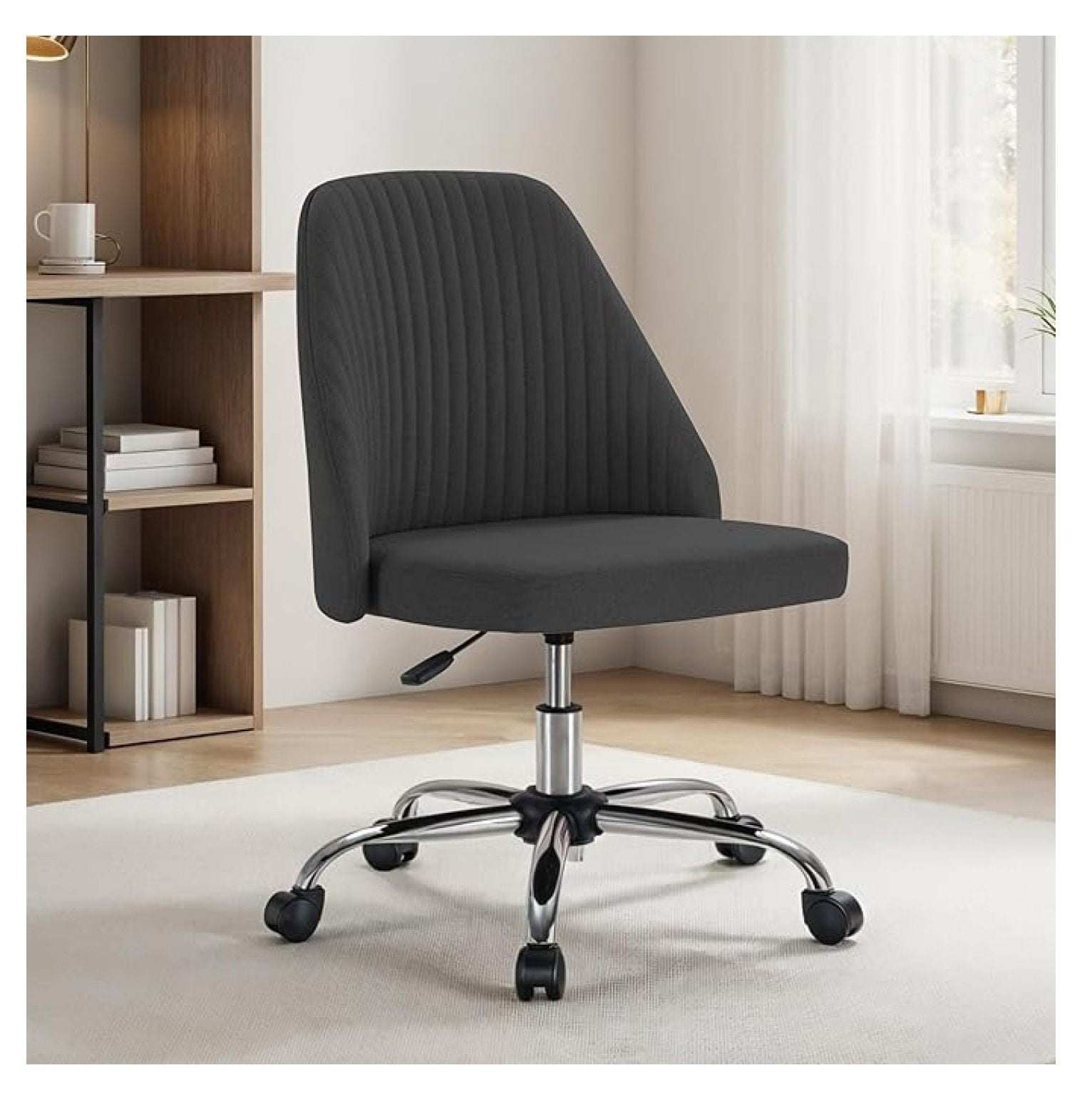Armless Office Desk Chair, Modern Cute Swivel Vanity Chair Comfy Home ...