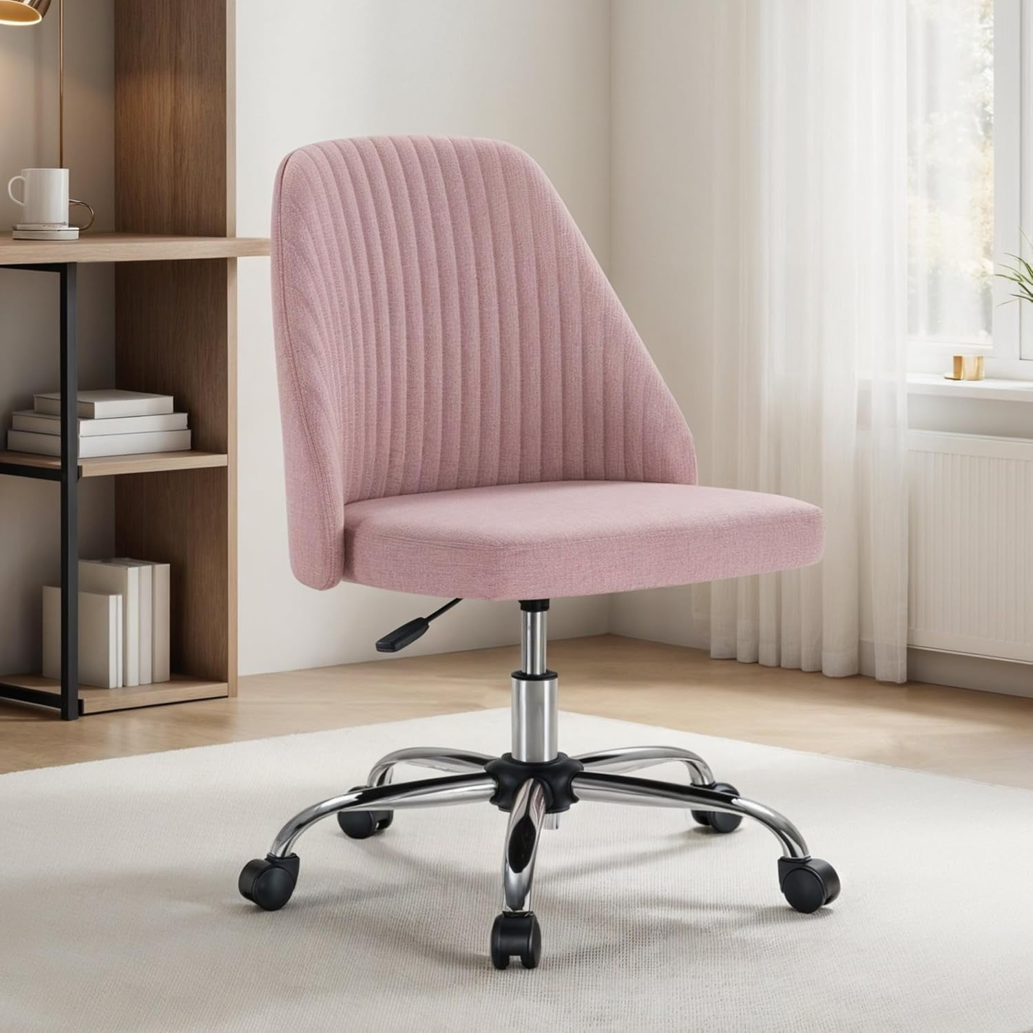 **armless office desk chair, modern cute swivel vanity chair comfy home ...