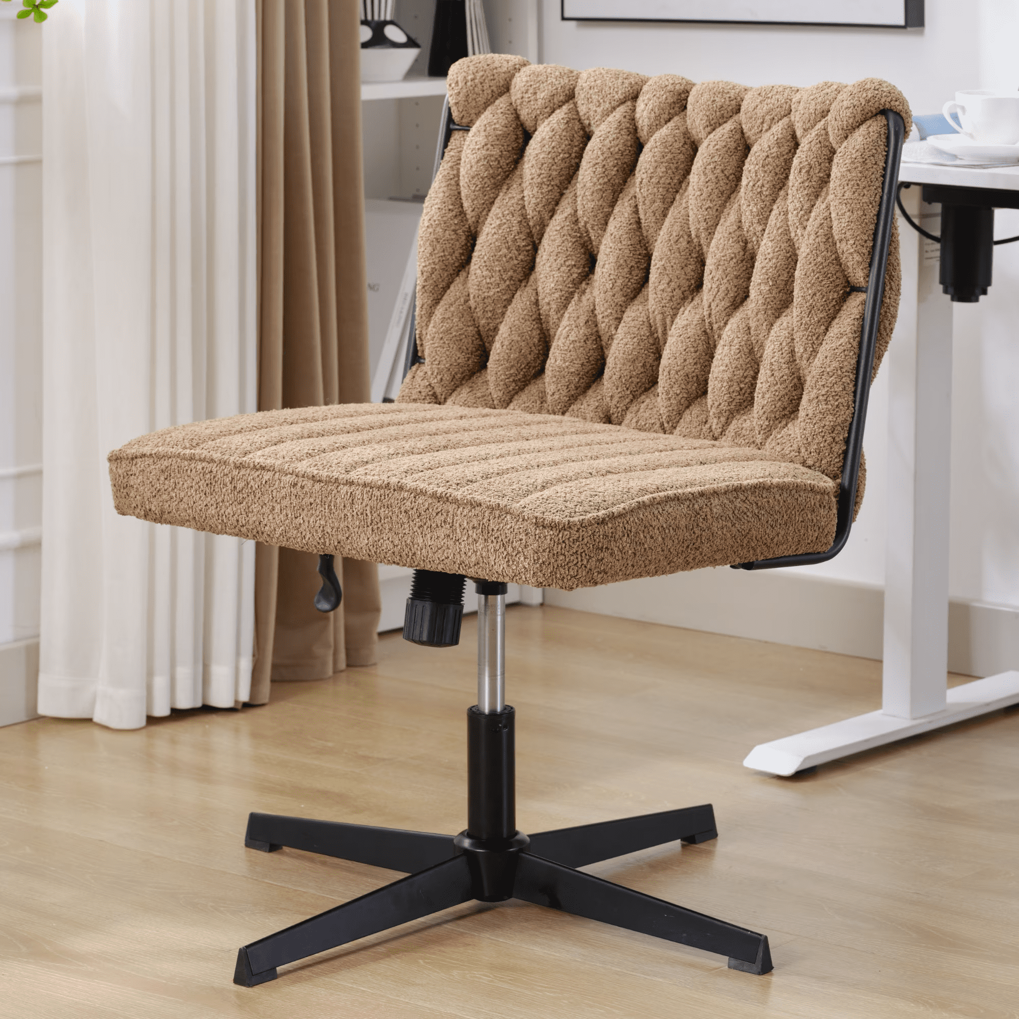 Armless Office Desk Chair No Wheels, Brown - Walmart.com