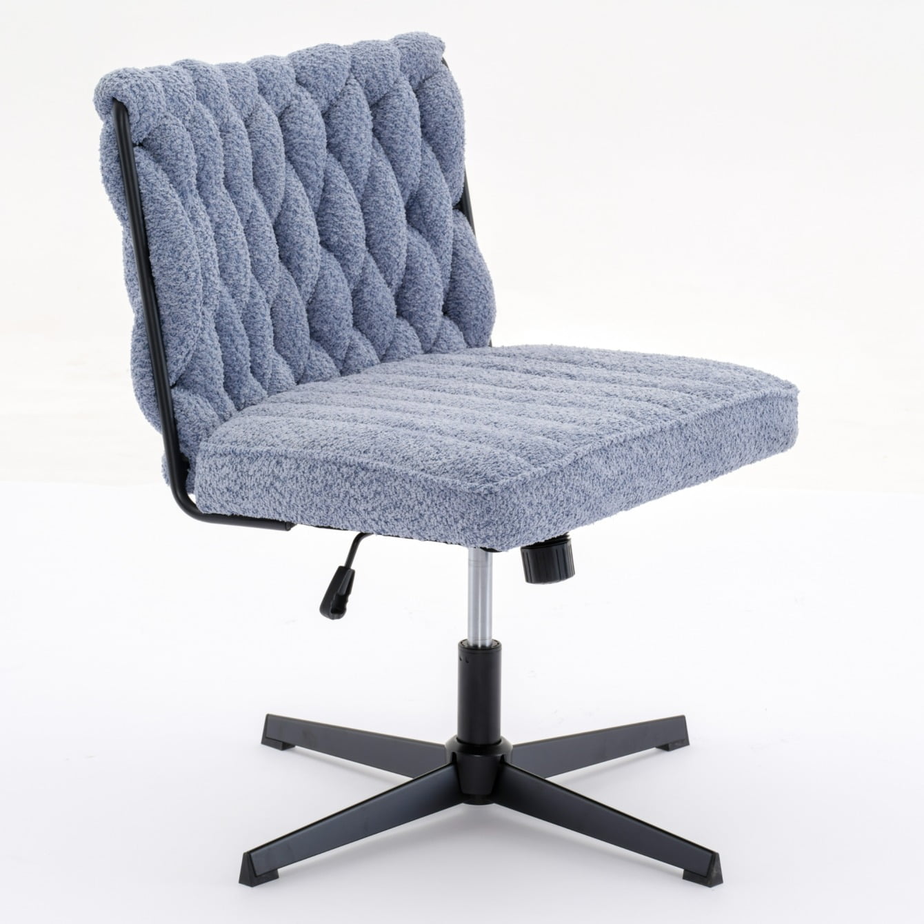 Armless Office Desk Chair No Wheels, Modern Teddy Fabric Swivel Rocking ...