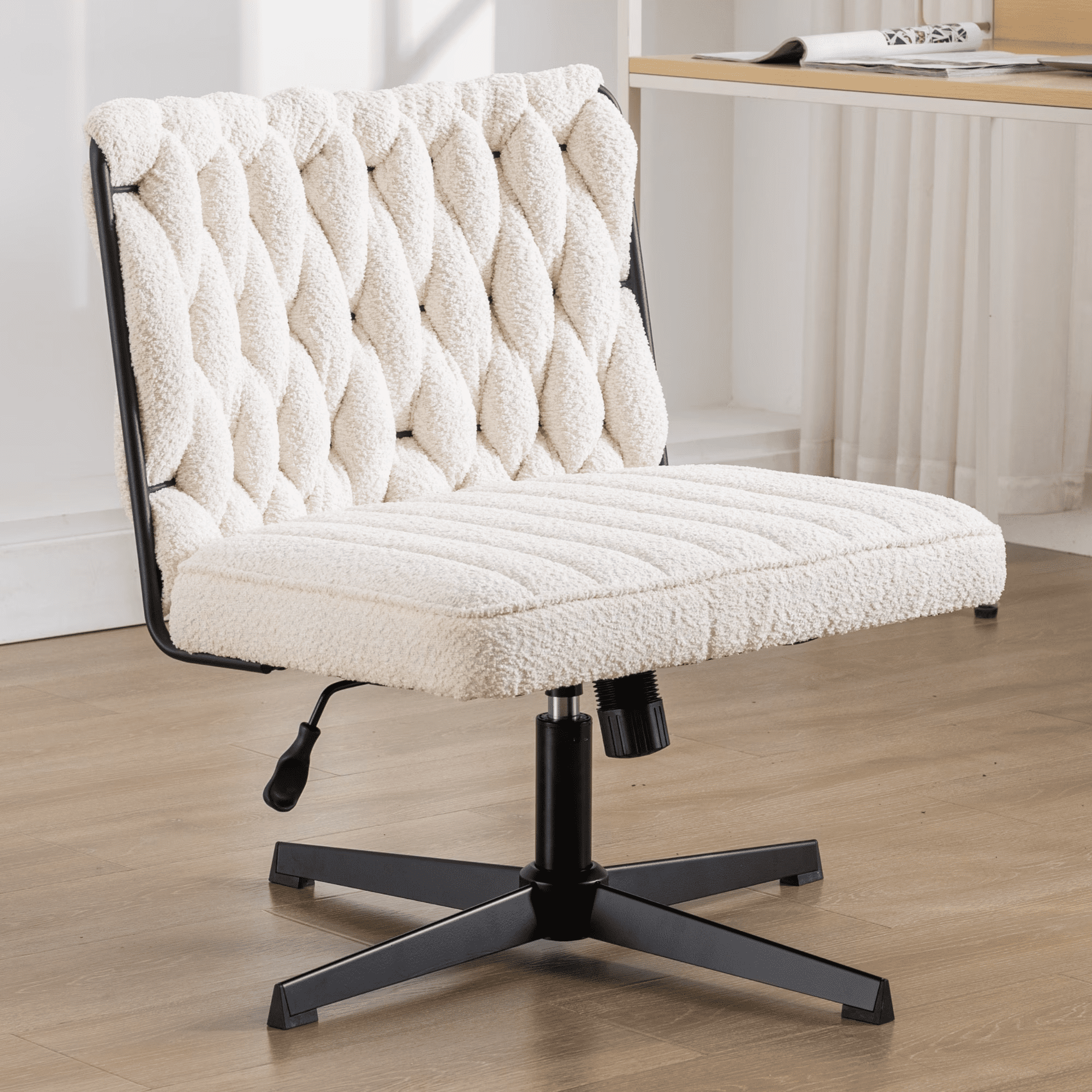 Armless Office Desk Chair No Wheels, White - Walmart.com