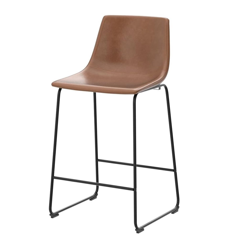 Armless Office Desk Chair, PU Leather Criss Cross Legged Seat Swivel ...