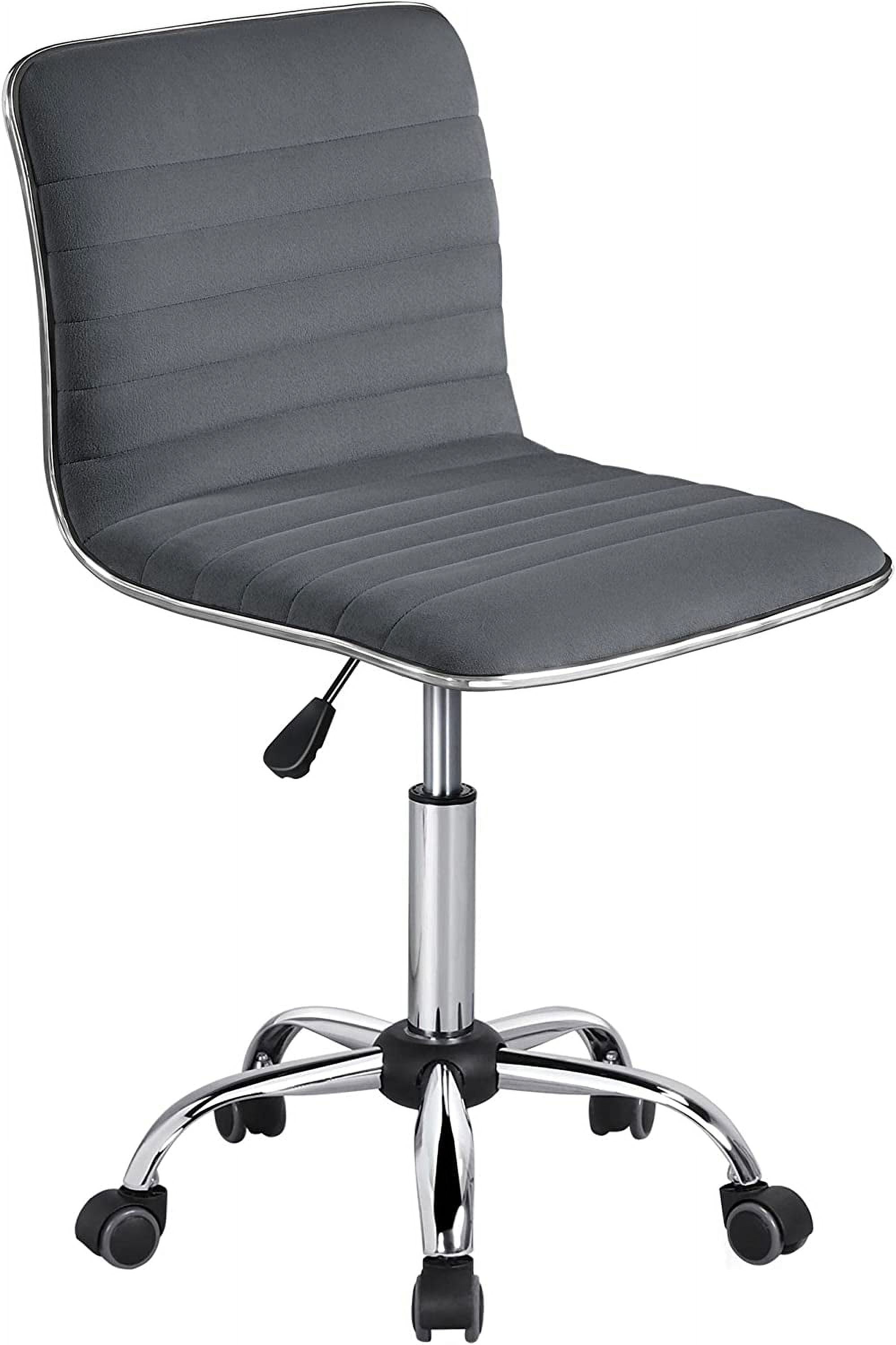 Armless Office Desk Chair Velvet Swivel Computer Chair Ribbed Task ...
