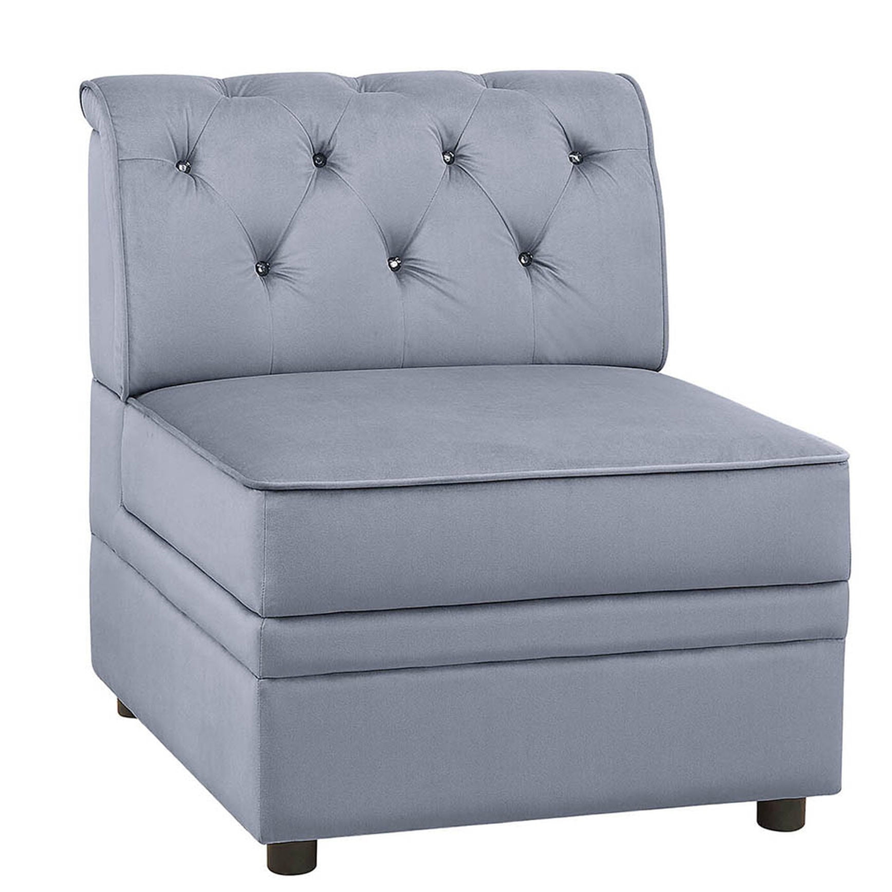 Armless Seating / Luxury Grey Velvet and Button Tufted Back / Suitable ...