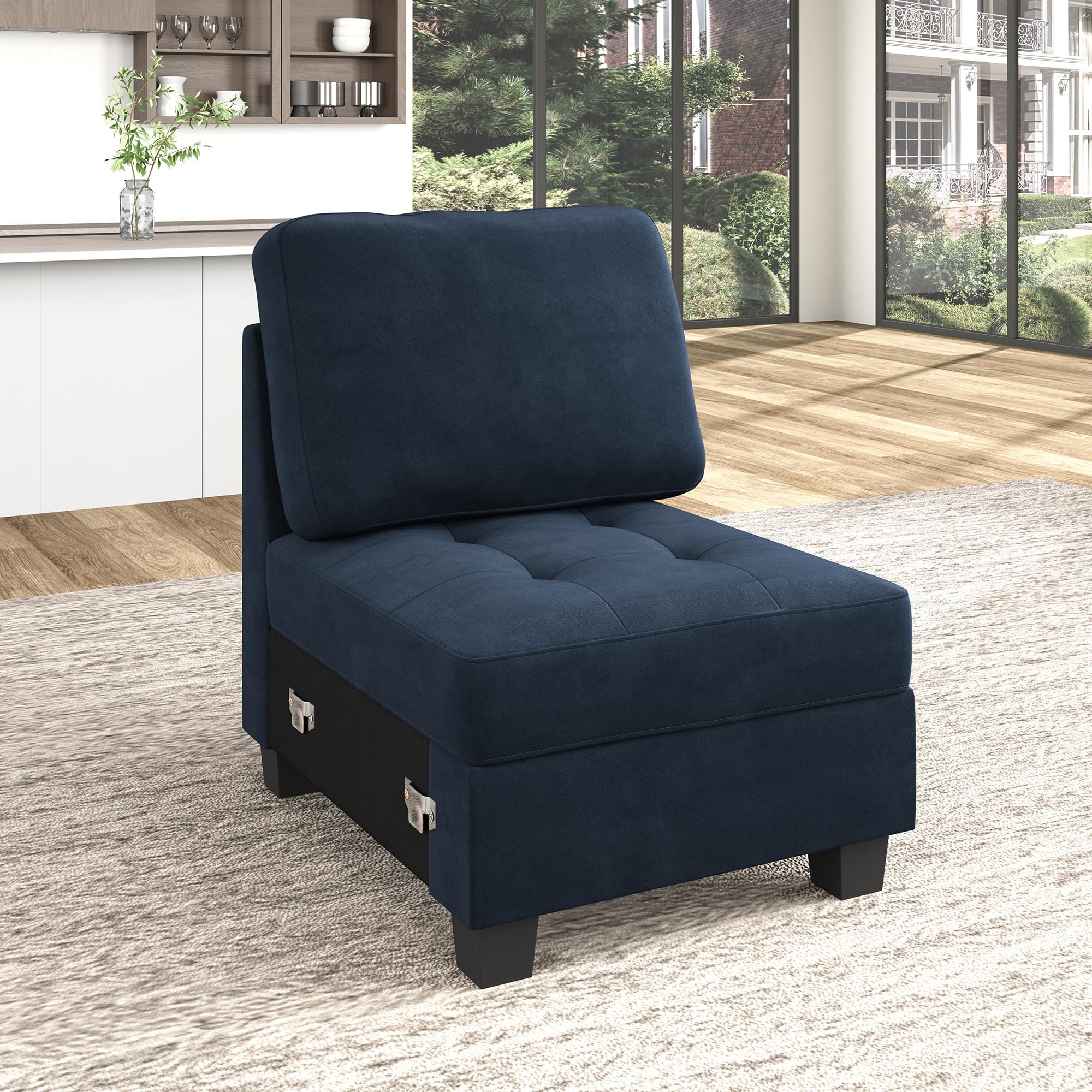 Armless Single Seat for Modular Sectional Sofa, Velvet Chair for ...