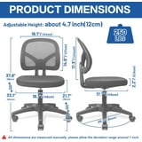 Armless Swivel Mesh Office Chair Height Adjustable with Lumbar Support ...