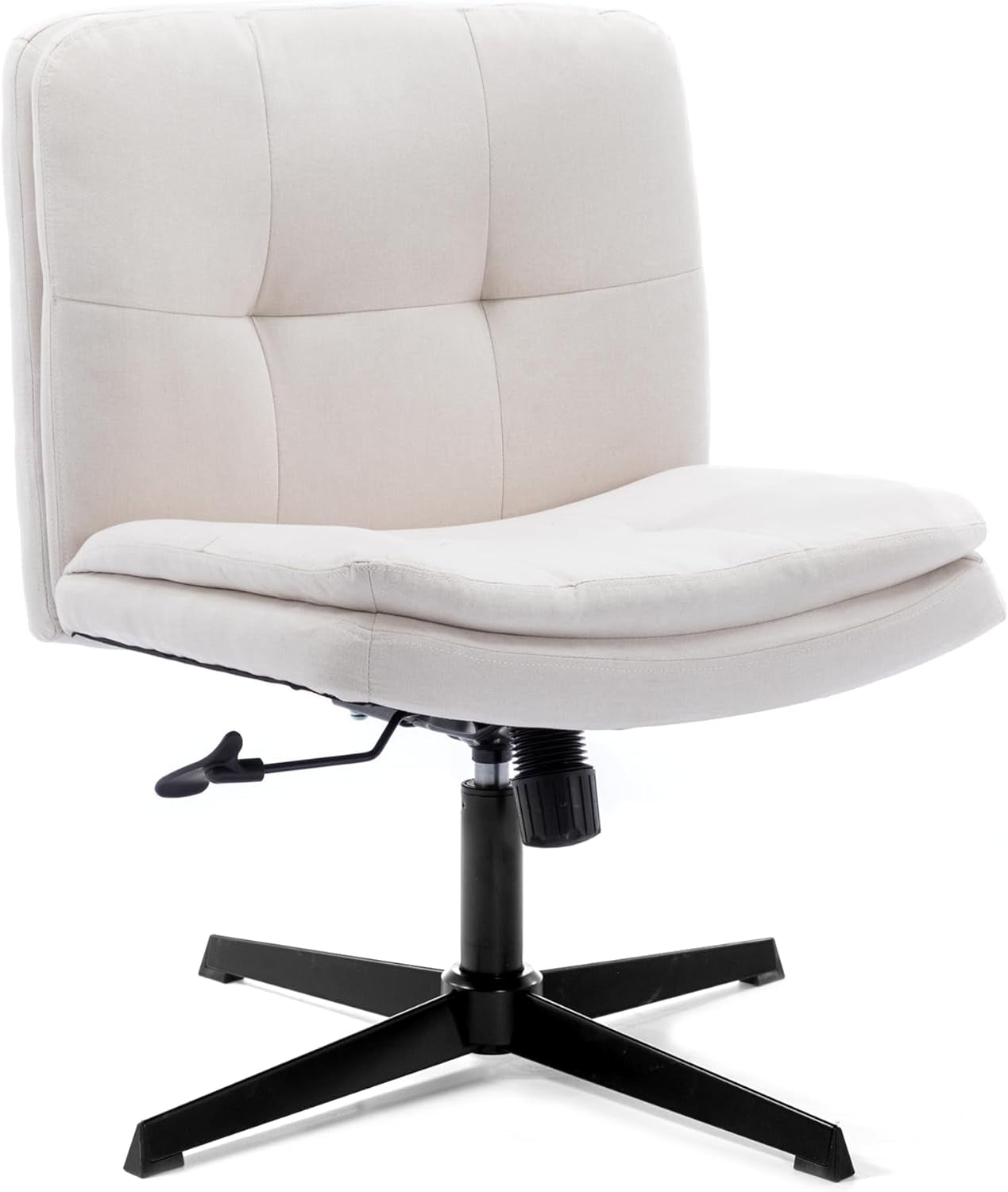 Armless Wide Office Desk Chair No Wheels, Cross Legged Office Chair ...