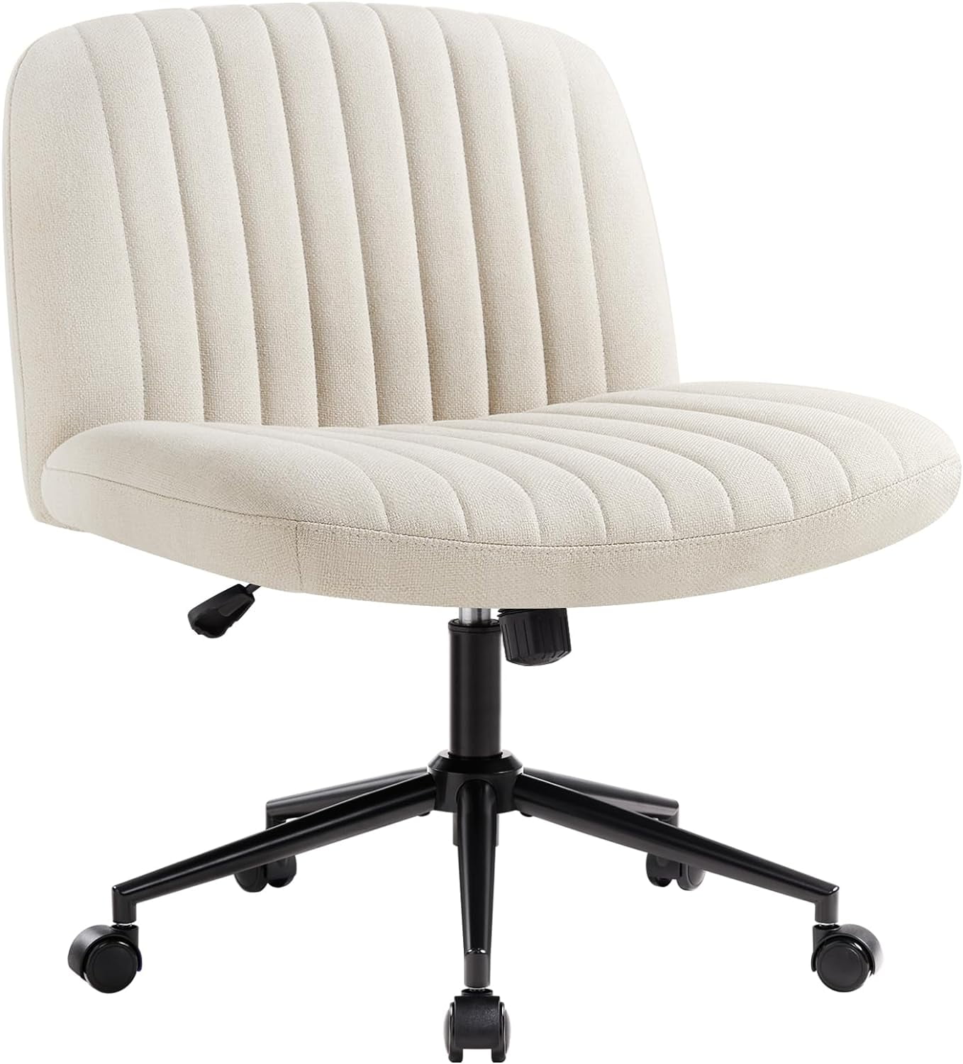 Armless Wide Seat Office Chair, Criss Cross Legged Desk Chair with ...