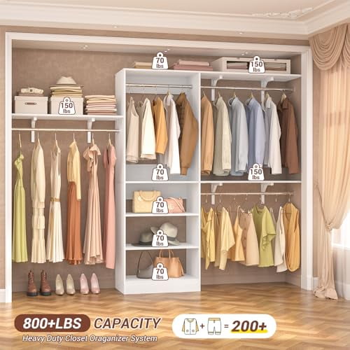 Armocity 96'' Closet System, 8FT Walk In Closet Organizer with 3 ...