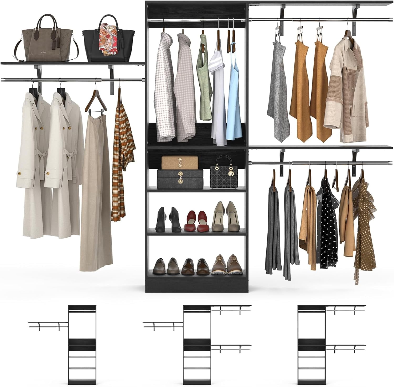 Armocity 96'' Closet System, 8FT Walk In Closet Organizer with 3 ...