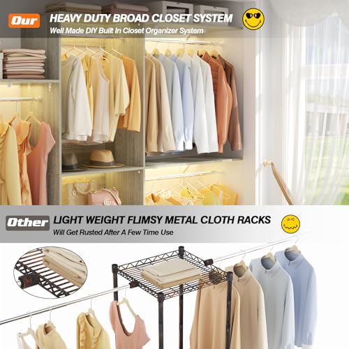 Armocity 96'' Closet System, 8FT Walk In Closet Organizer with 3 ...