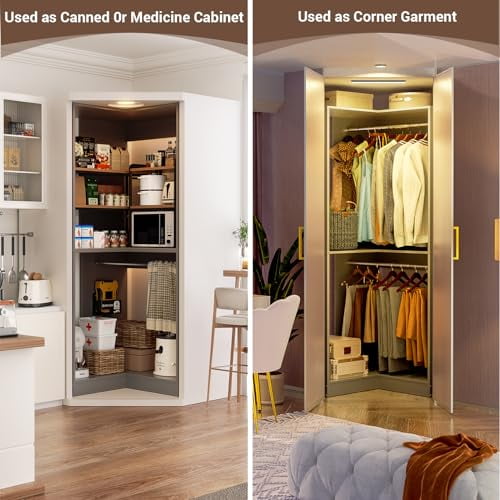 Armocity Corner Closet System, 32 Inches Wide Wood Corner Unit with 2 ...