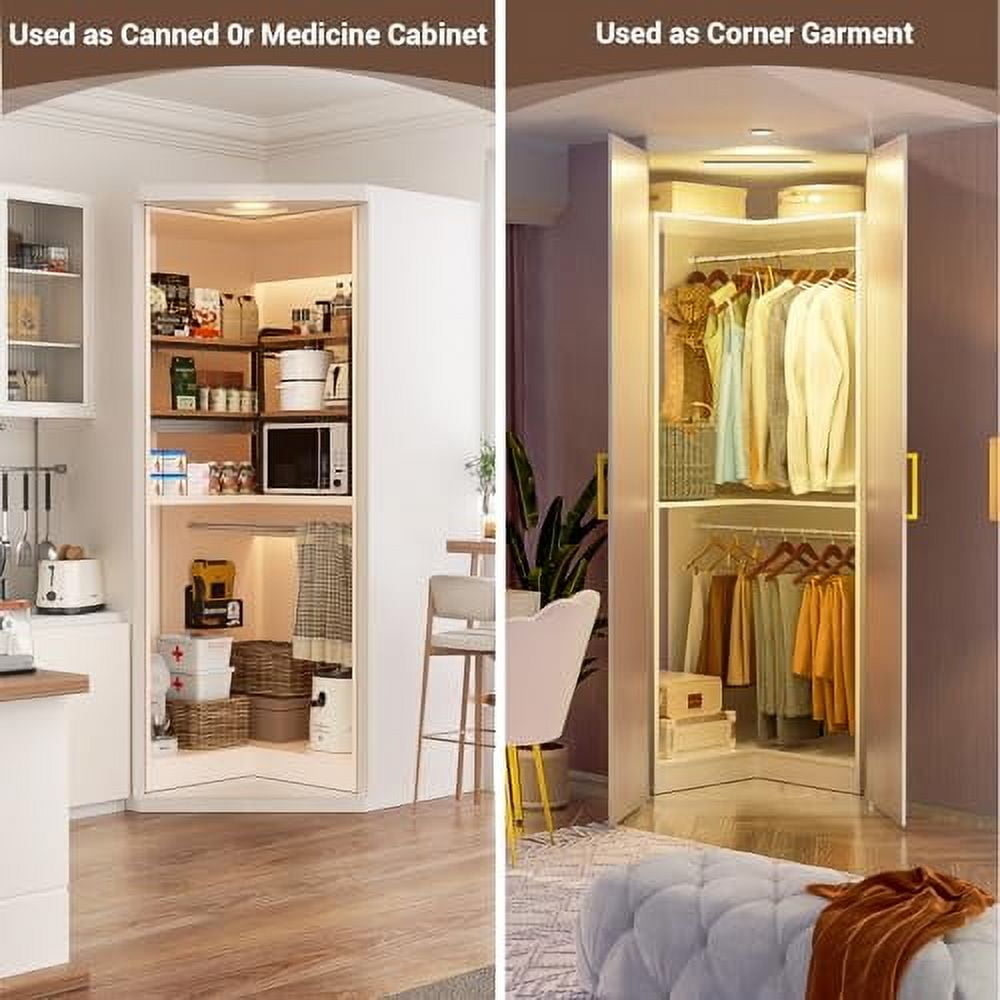 Armocity Corner Closet System, 32 Inches Wide Wood Corner Unit with 2 ...