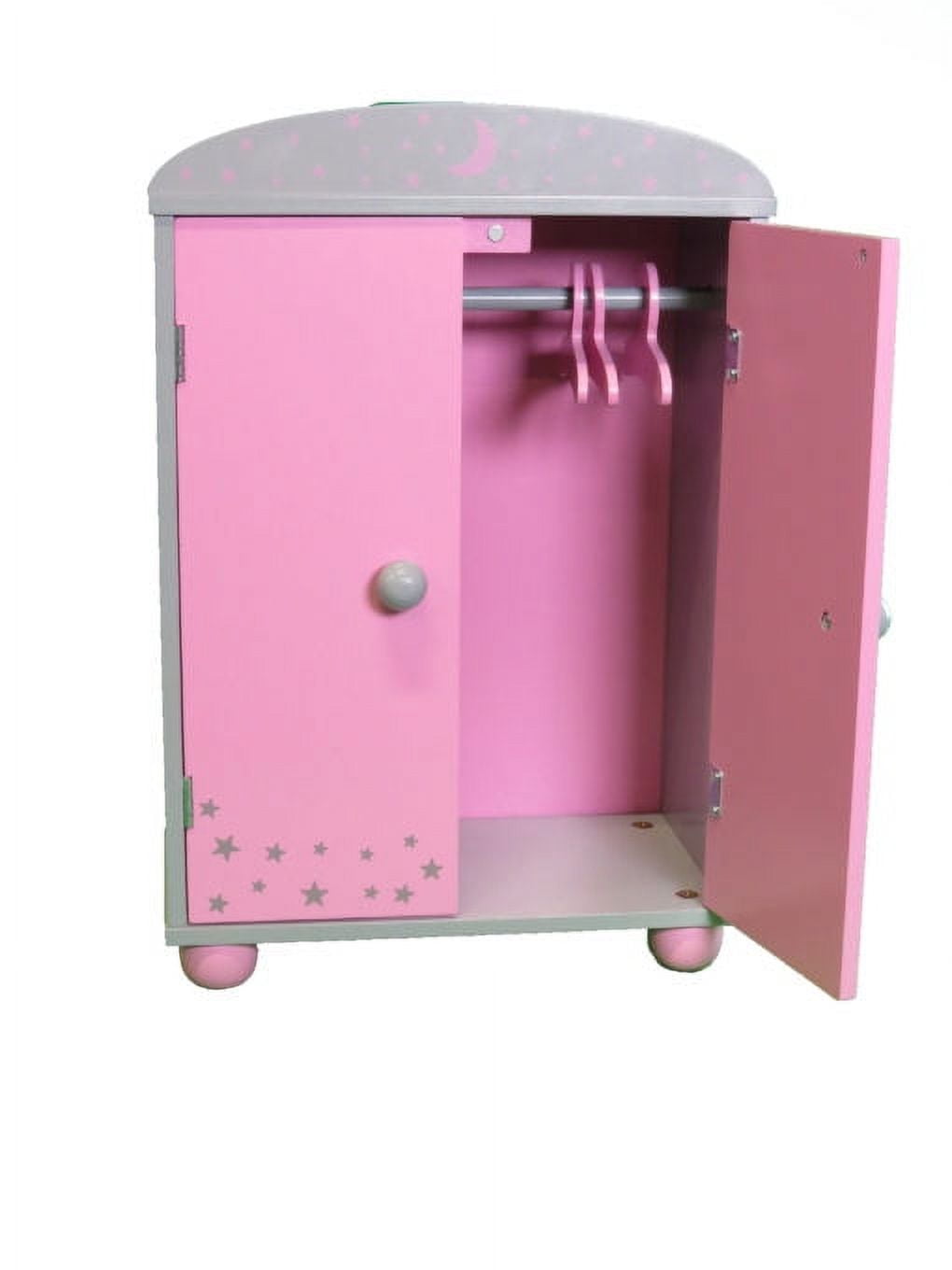 Armoire Closet for 14 Inch Doll | Pink Clothes Storage with Star and ...