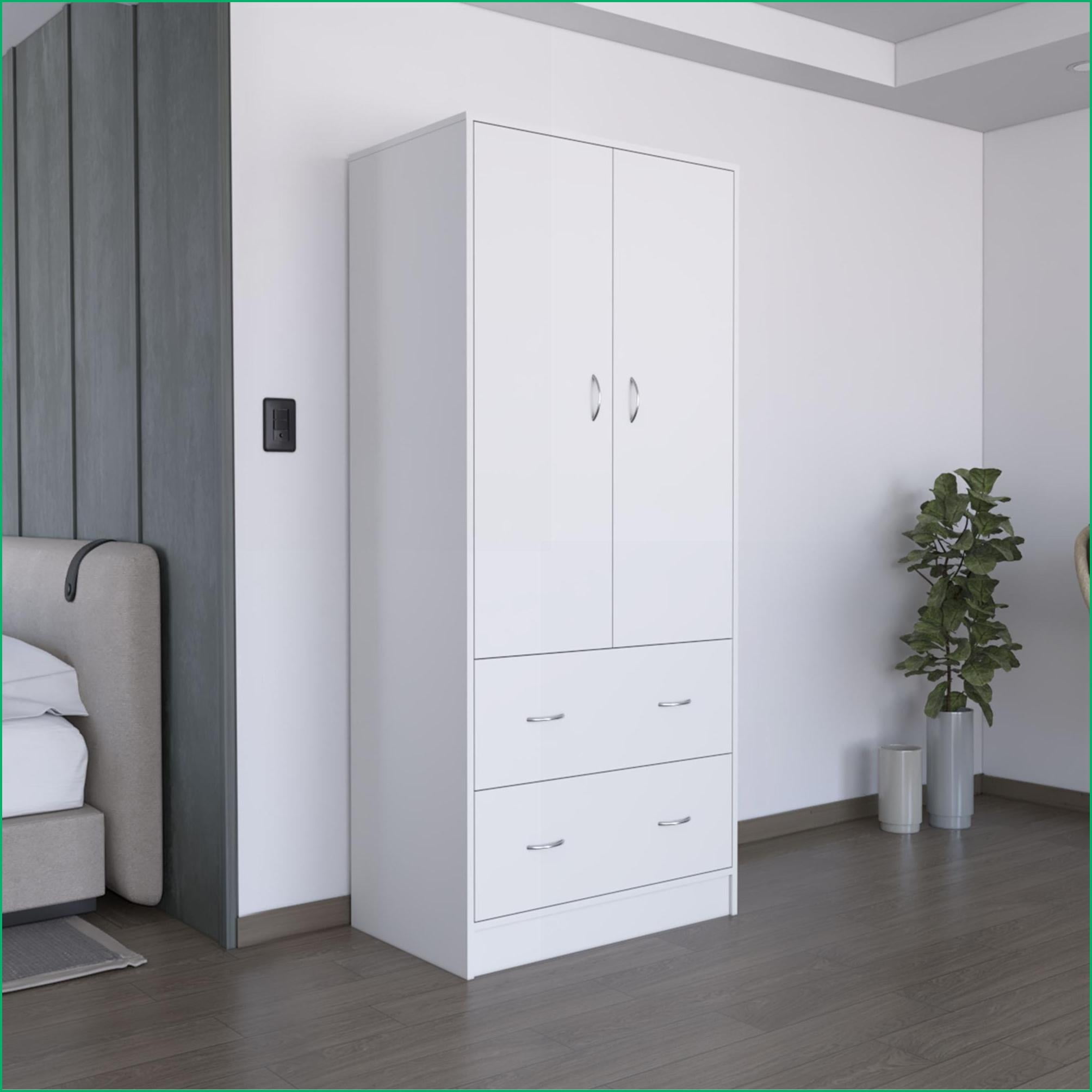 Armoire, Modern 71"H Wardrobe with 2 Doors, 2 Drawers & Hanging Rod ...