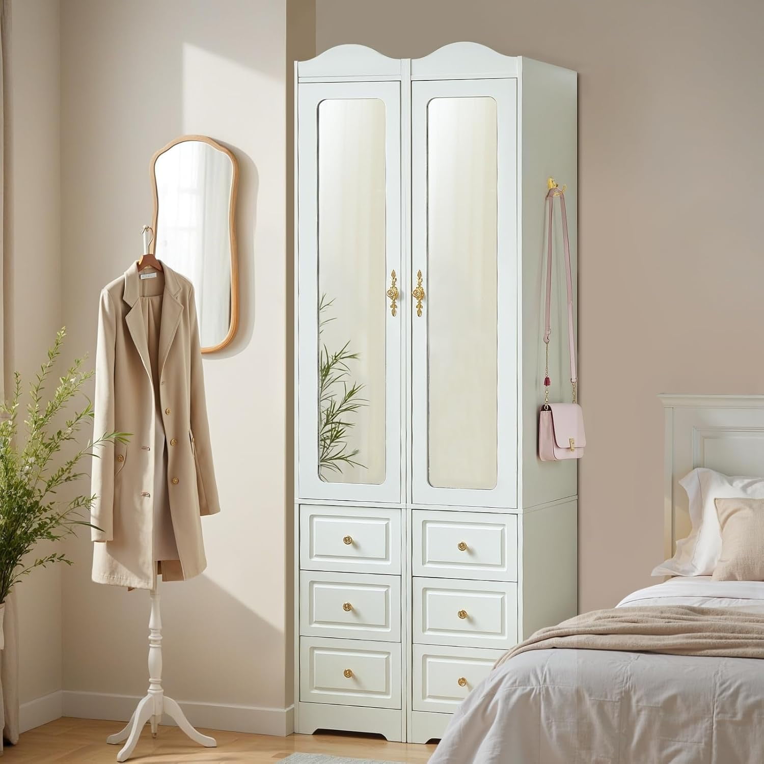 Armoire Wardrobe Closet, 69.5" H Modern Wood Bedroom Armoires Cabinet ...