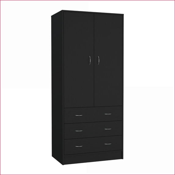Armoires 71" H with 2 Doors 3 Drawers & Hanging Rod | Black ...