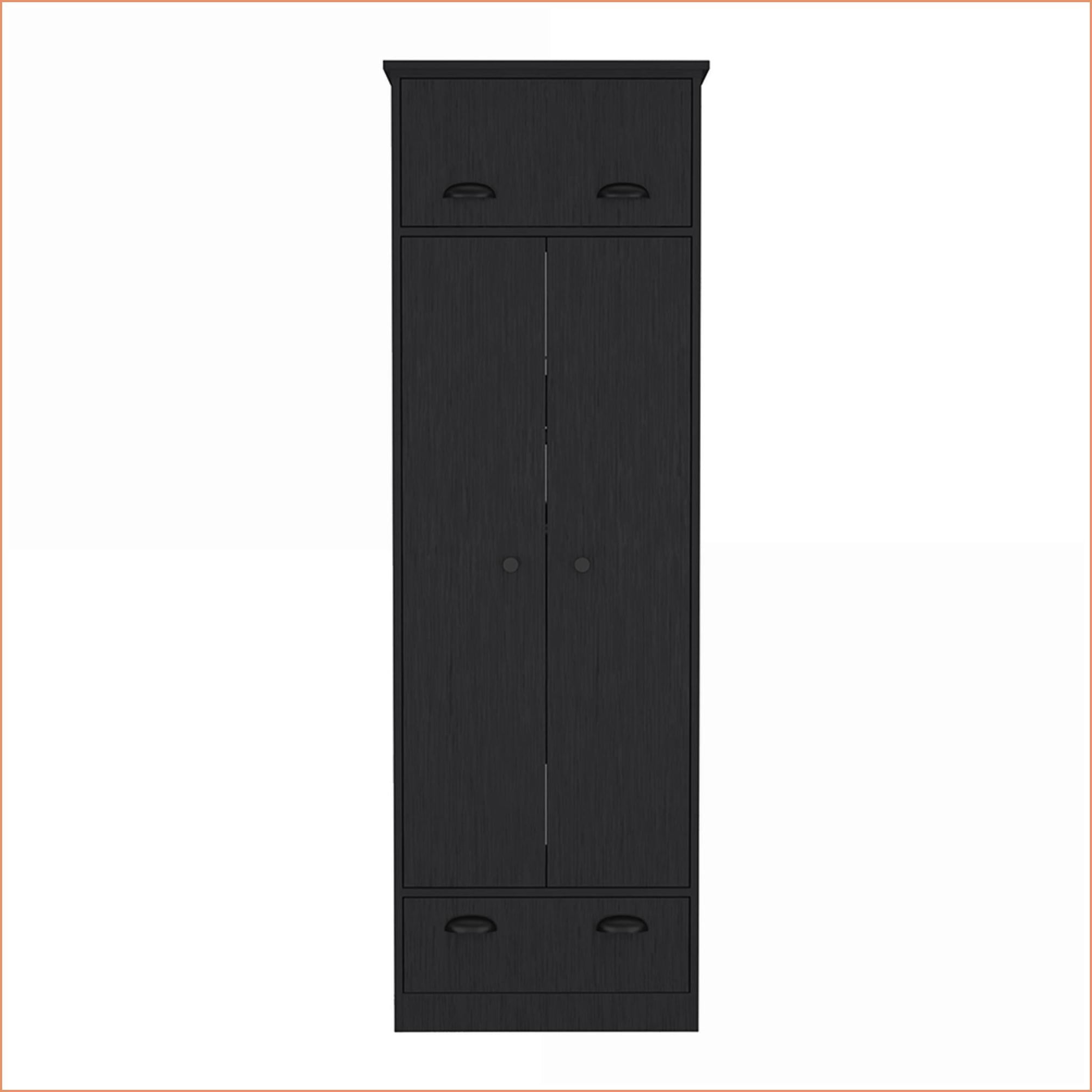 Armoires | Dumas Slim Modern Armoire with Double Doors & 2 Drawers ...