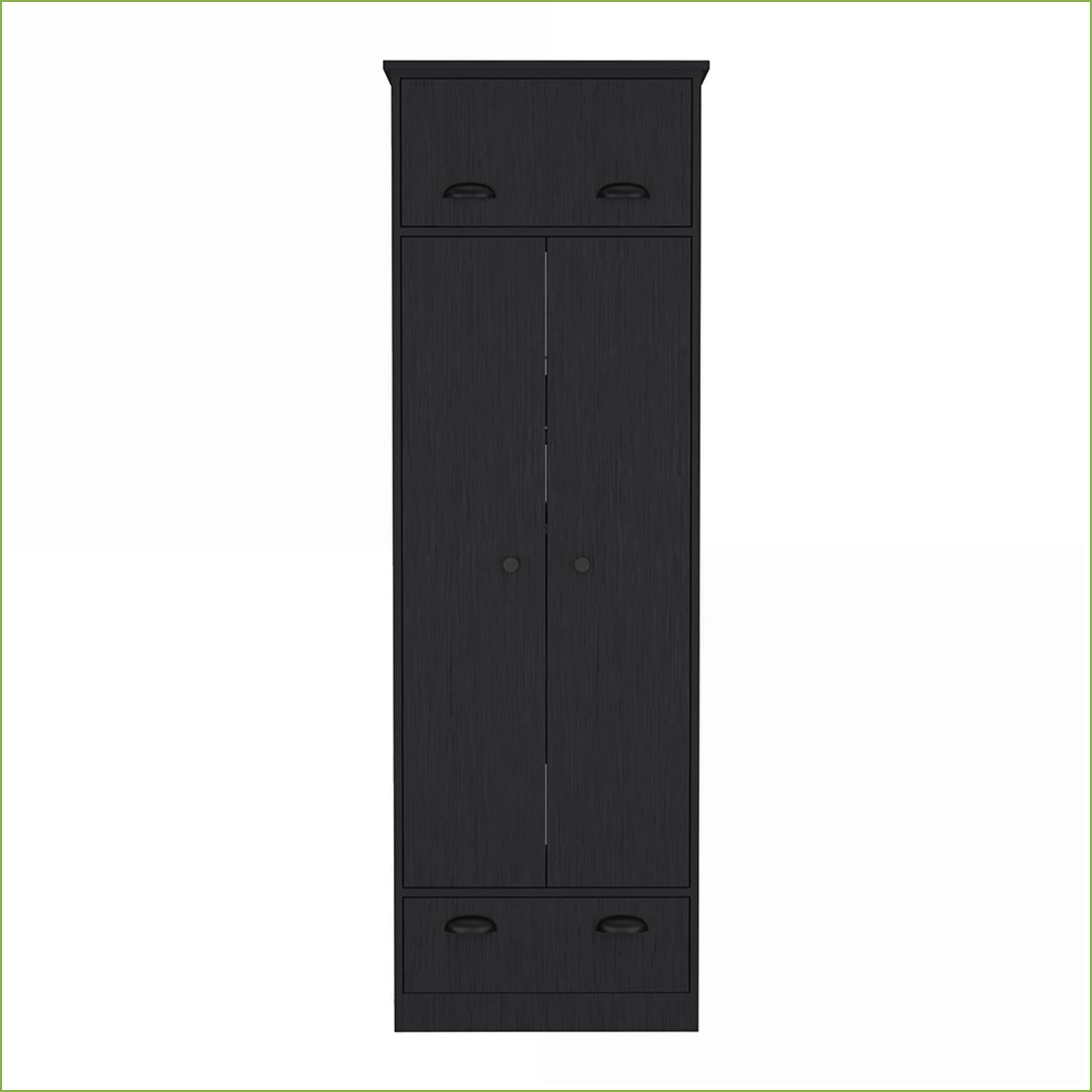Armoires | Dumas Slim Profile Wardrobe with Storage | Black | Particle ...