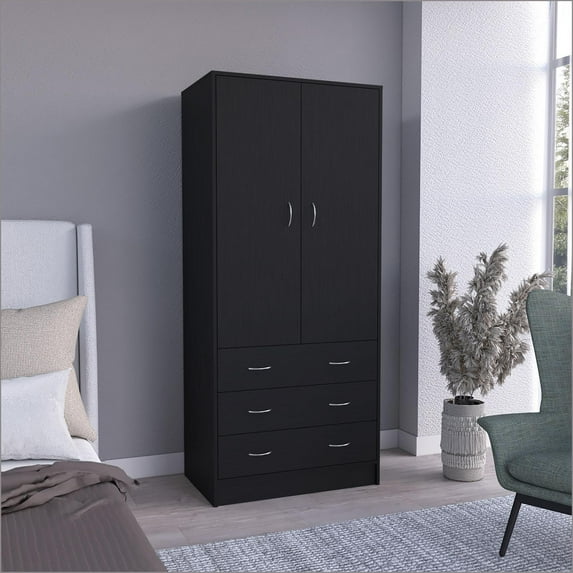 Armoires | Taly Storage Armoire with Double Doors, 3 Drawers & Hanging ...