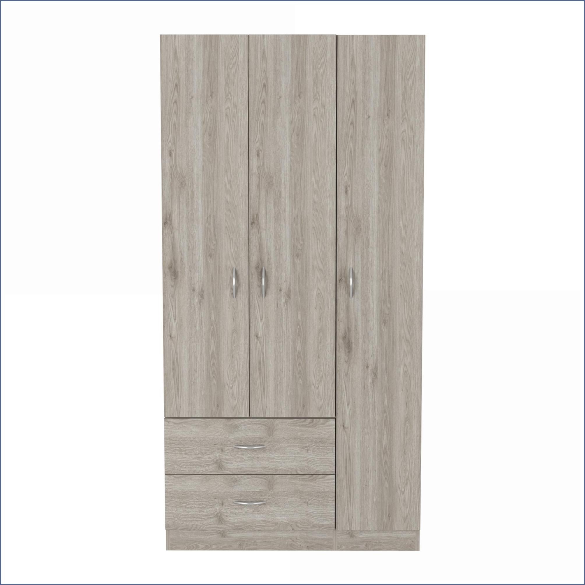 Armoires & Wardrobes | 3-Door Bedroom Armoire with Storage | Light Gray ...