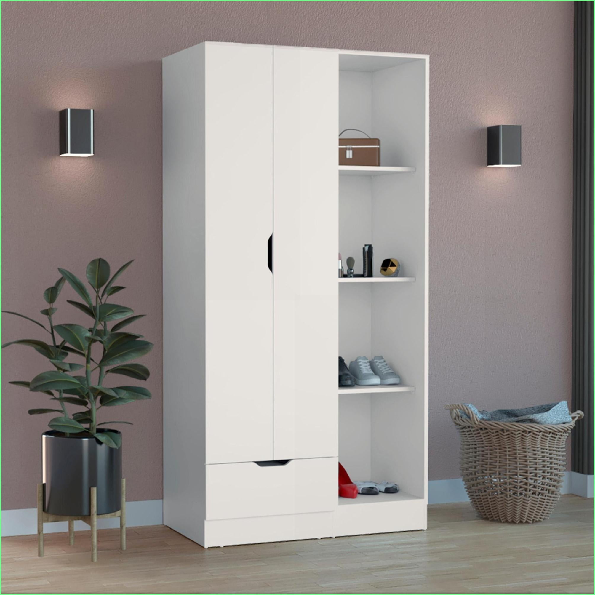 Armoires & Wardrobes | 71"H Toccoa with 1 Drawer, 4-Tier Shelves & 2 ...