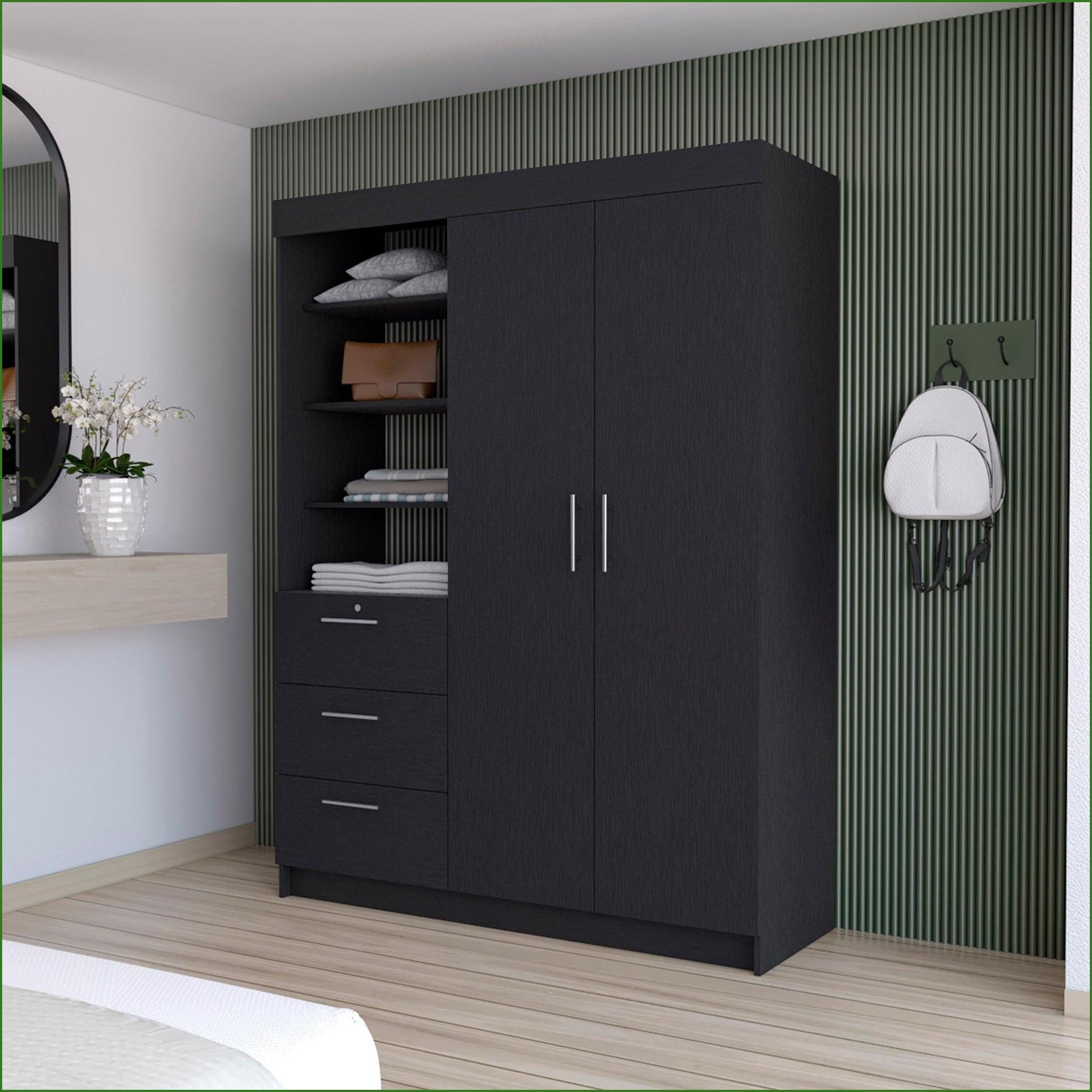 Armoires & Wardrobes, Modern Wenge Manufactured Wood Armoire with 3 ...