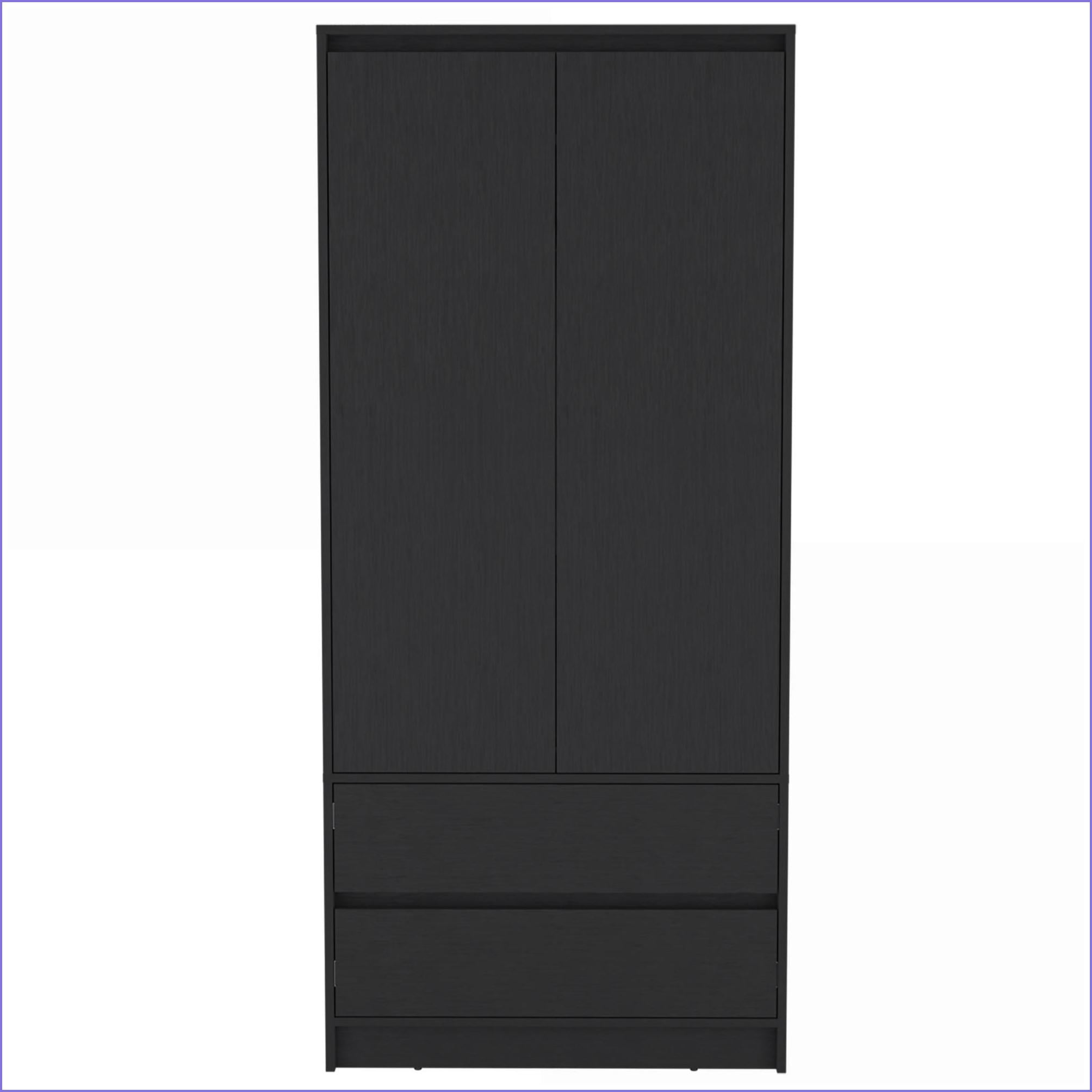 Armoires for Bedroom | Black Particle Board Closet Organizer with 2 ...