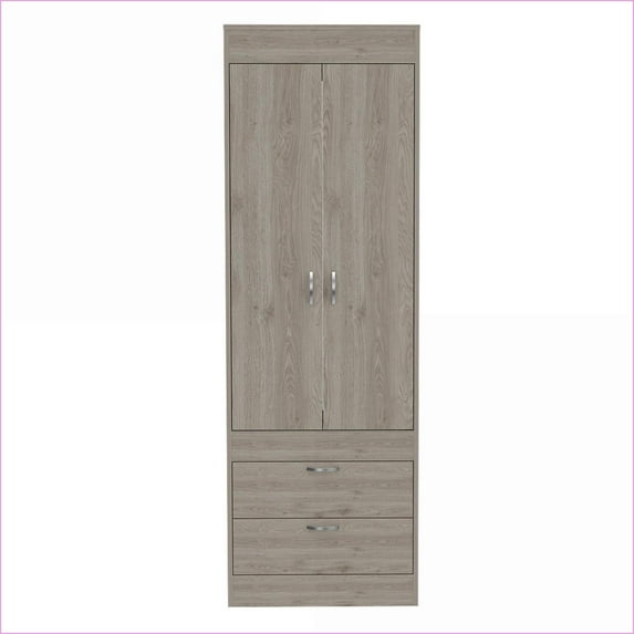 Armoires for Bedroom, Modern Double Door with Drawers & Hanging Rod ...
