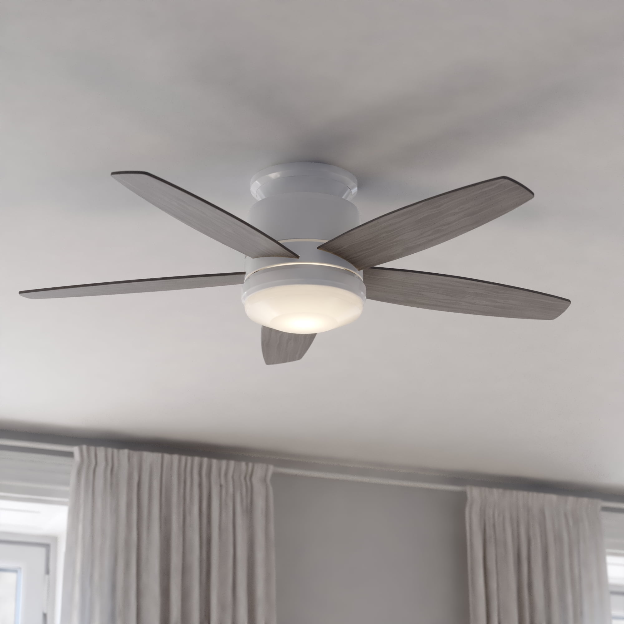 Armon White Flush Mount 44-in. Ceiling Fan with LED Light Kit and ...