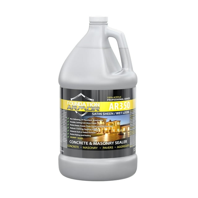 Armor AR350 Low Gloss Wet Look Concrete Sealer 1 Gallon - Professional Grade Color Enhancing ...
