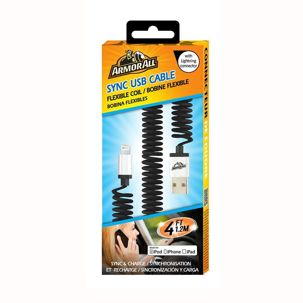 Armor All 4 ft. Smartphone Charging USBA to 8-Pin Flexible Coil Cable ...