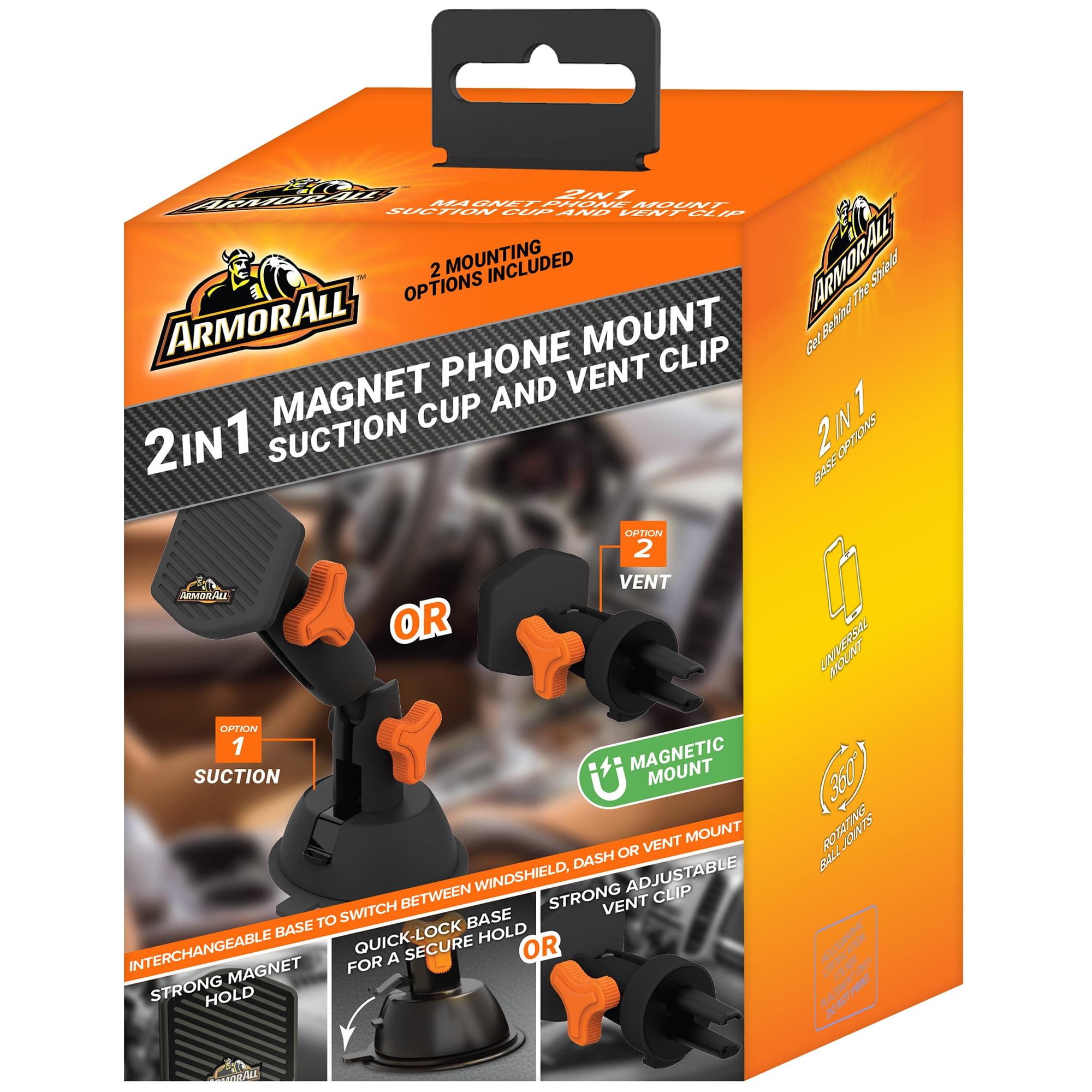 Armor All Air Vent, Dashboard, Windshield Universal 2 In 1 Magnet Black ...