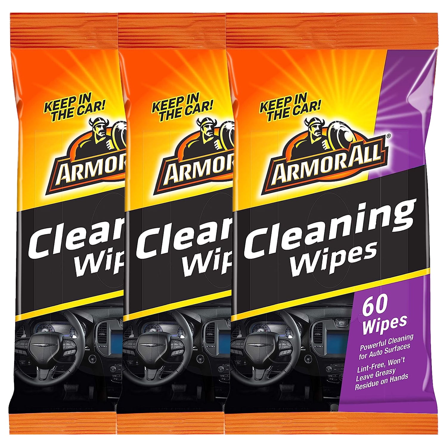 Armor All Cleaning Wipes in a Pouch, 60 Count - Car Interior Cleaner ...