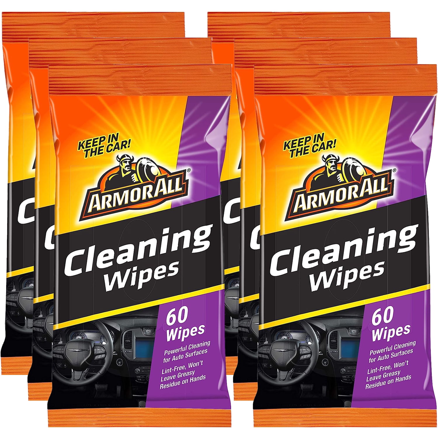 Armor All Cleaning Wipes in a Pouch, 60 Count - Car Interior Cleaner ...