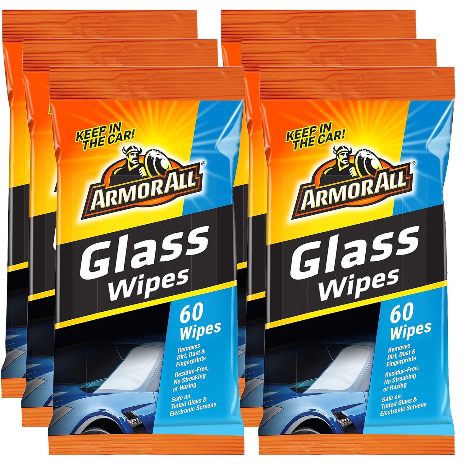 Armor All Glass Cleaning Wipes in a Pouch, 60 Count - Car Interior ...