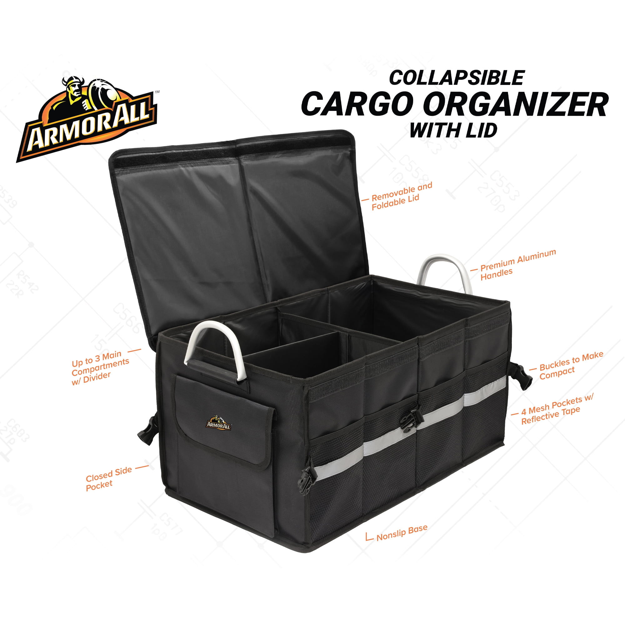 Armor All Large 8 Compartment Trunk Cargo Organizer with Removable Lid ...