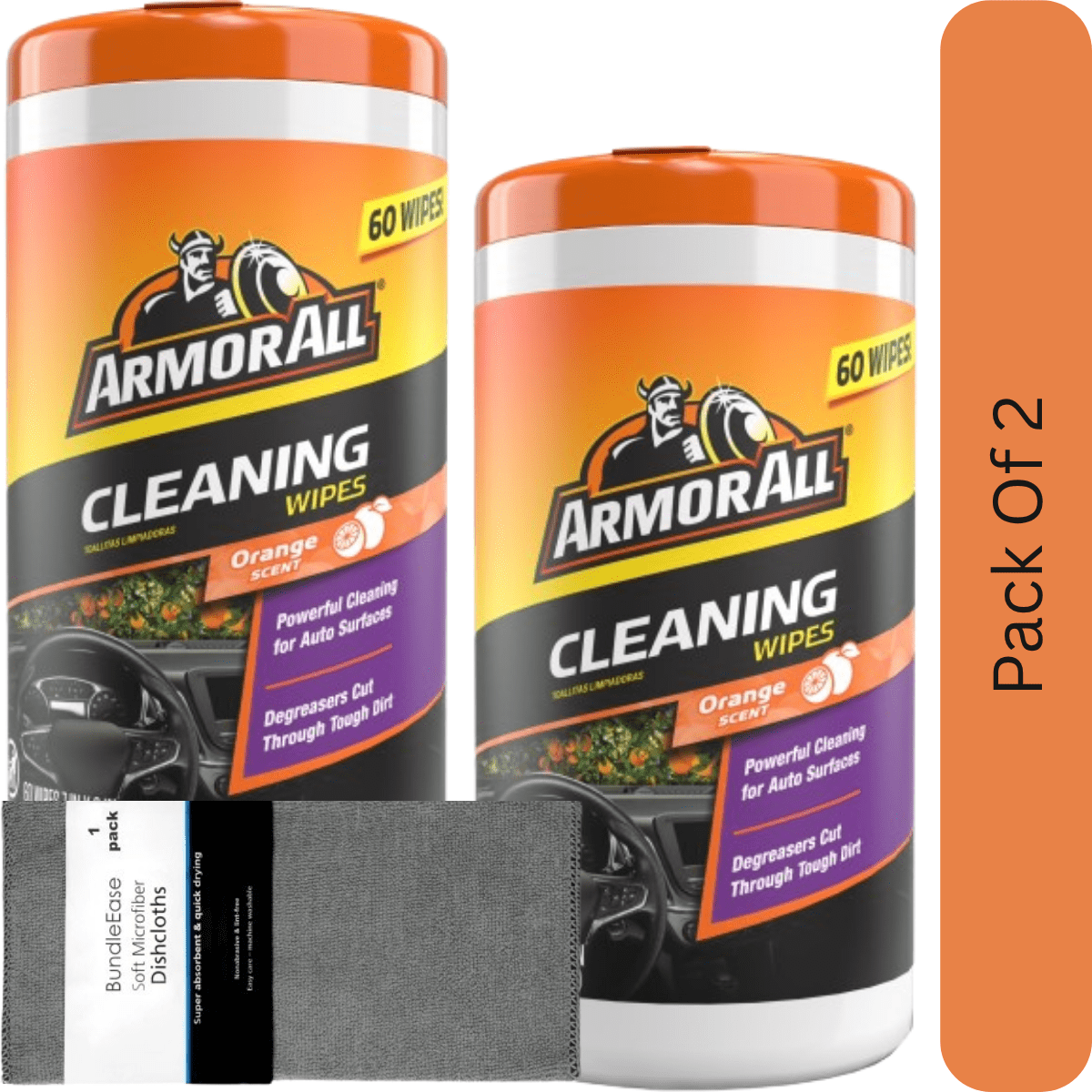 Armor All Orange Scent Car Cleaning Wipes for Interior Surfaces, 60 Ct ...