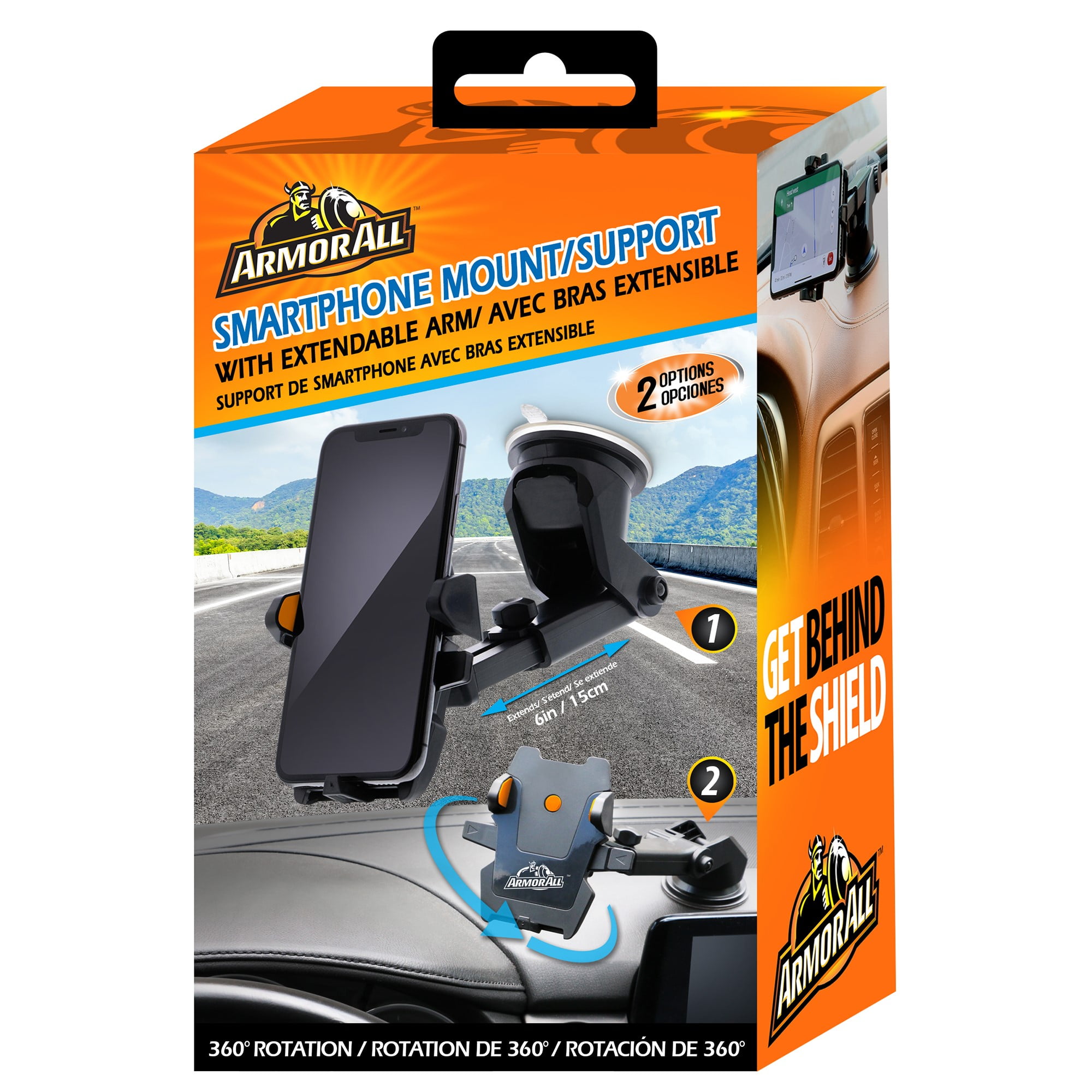 Armor All Universal Smartphone Mount, Extendable Arm, 2 Mount Options ...