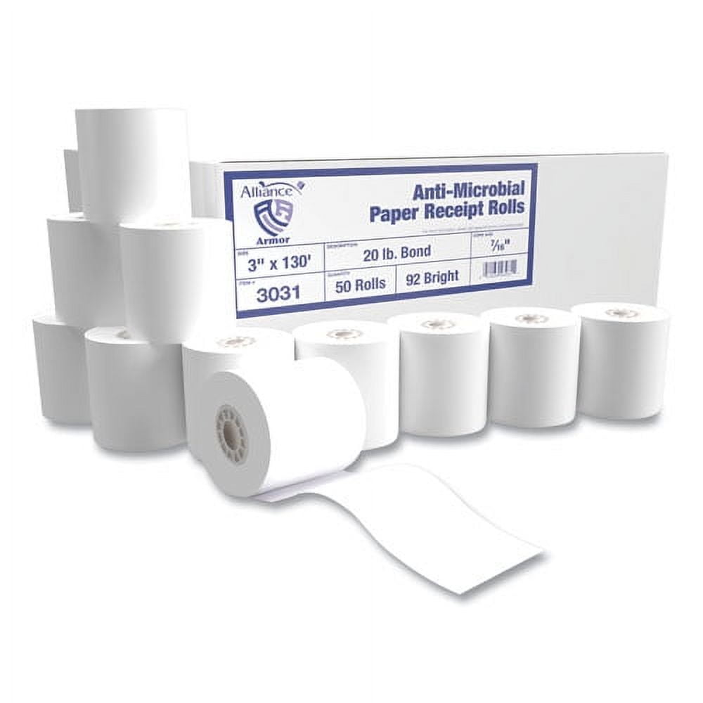 Armor Antimicrobial Receipt Roll Paper, 3" X 130 Ft, White, 50/carton ...