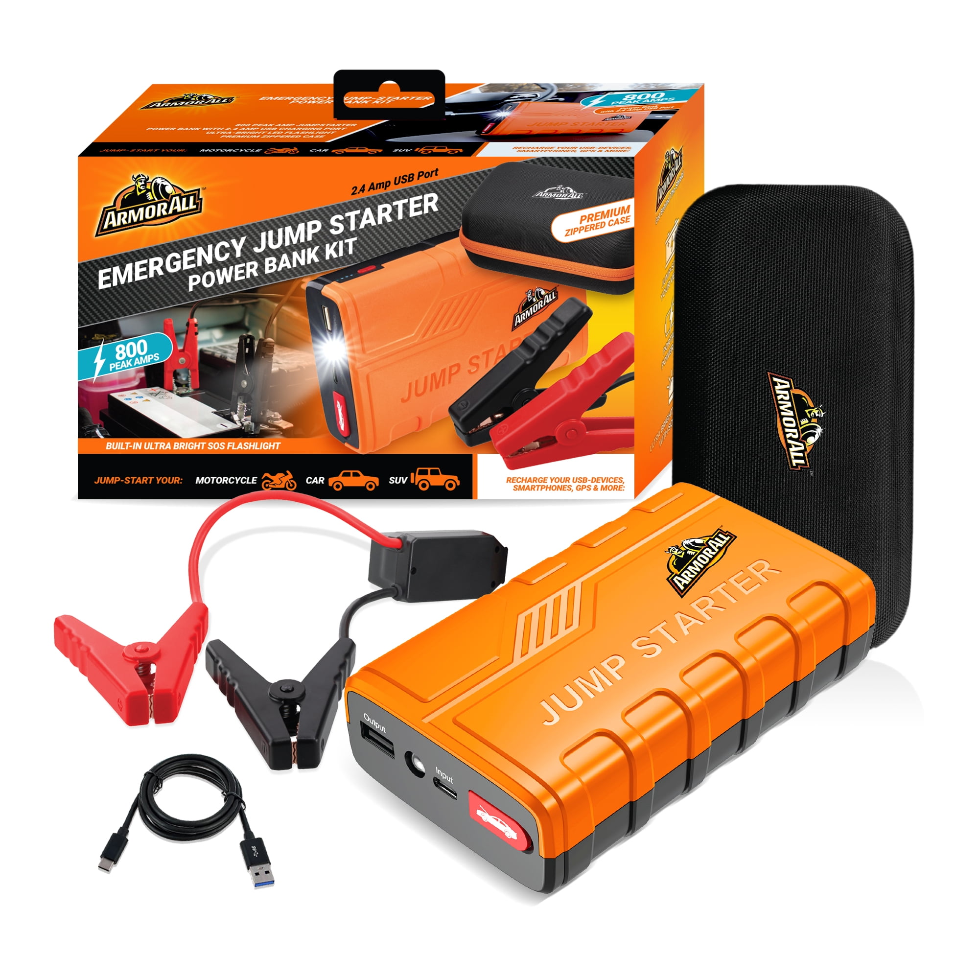 Armor All Emergency Jump Starter Power Bank Kit, 800A, 2000A, 3000A ...