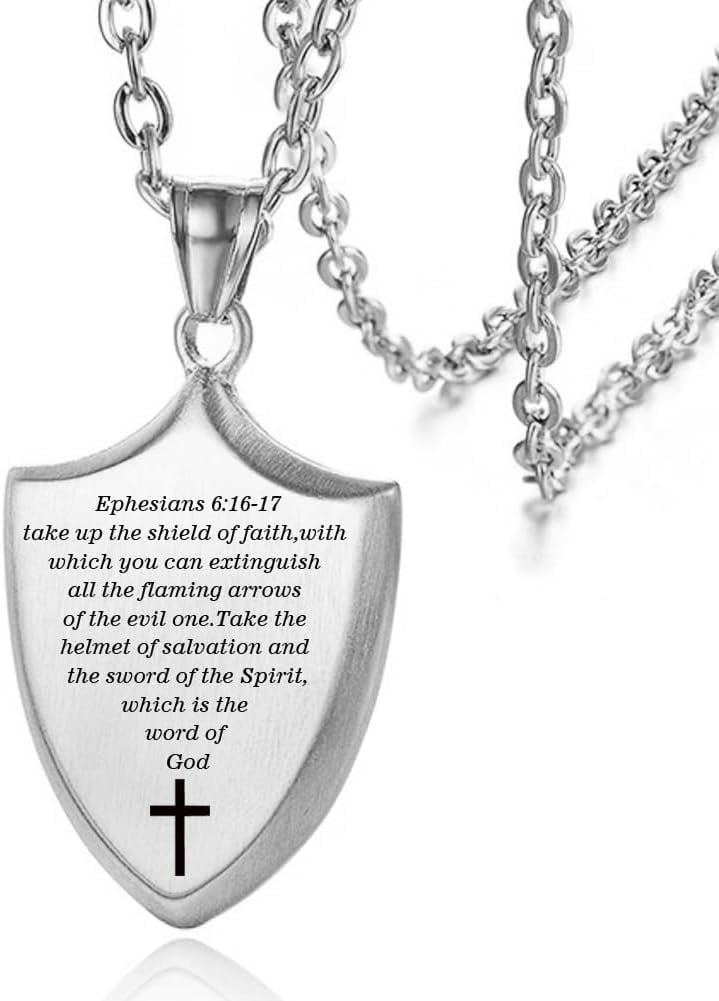 Armor of God Pendant Military Necklace for Men,Stainless Steel Engraved ...
