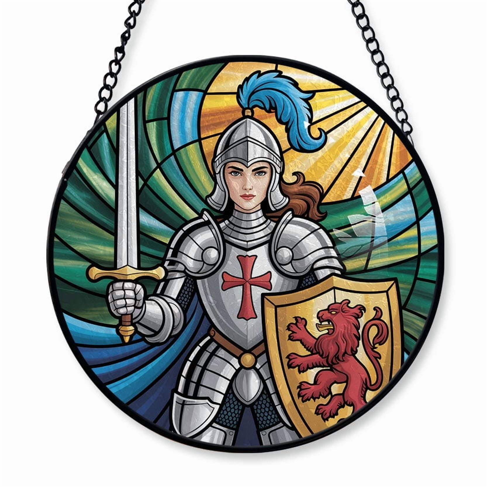 Armor of God Suncatcher, Knight Stained Glass, Inspirational Christian ...