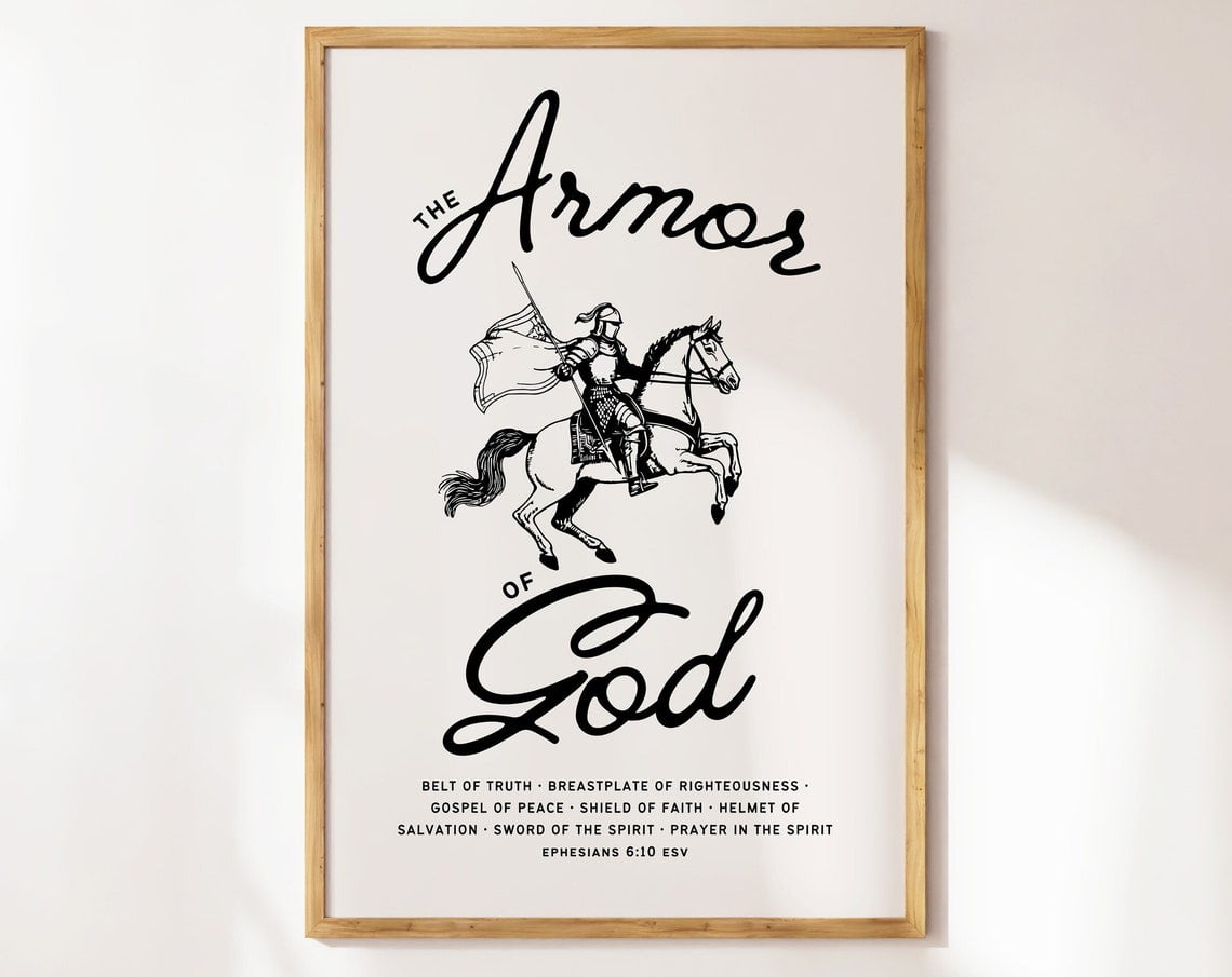 Armor Of God Vintage Christian Wall Art Bible Verse Poster Sunday ...