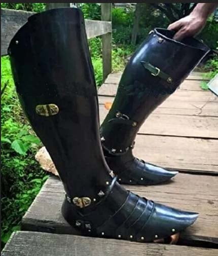 Armor Greaves Medieval Functional Black Steel Knights Leg Guard ...