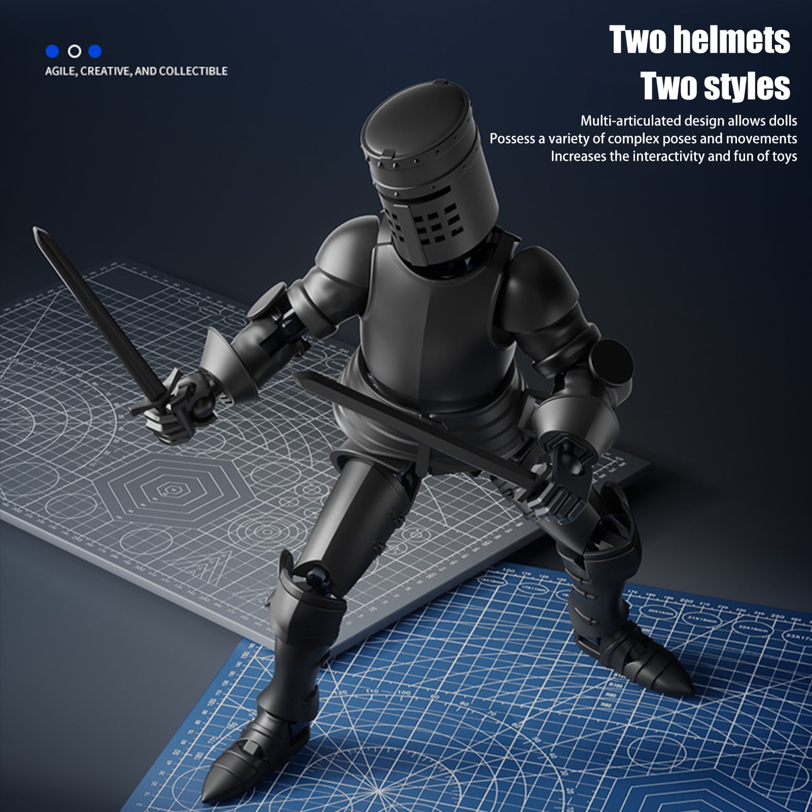 Armor Knight Action Figure with Accessories Movable Joints 3D Printed ...