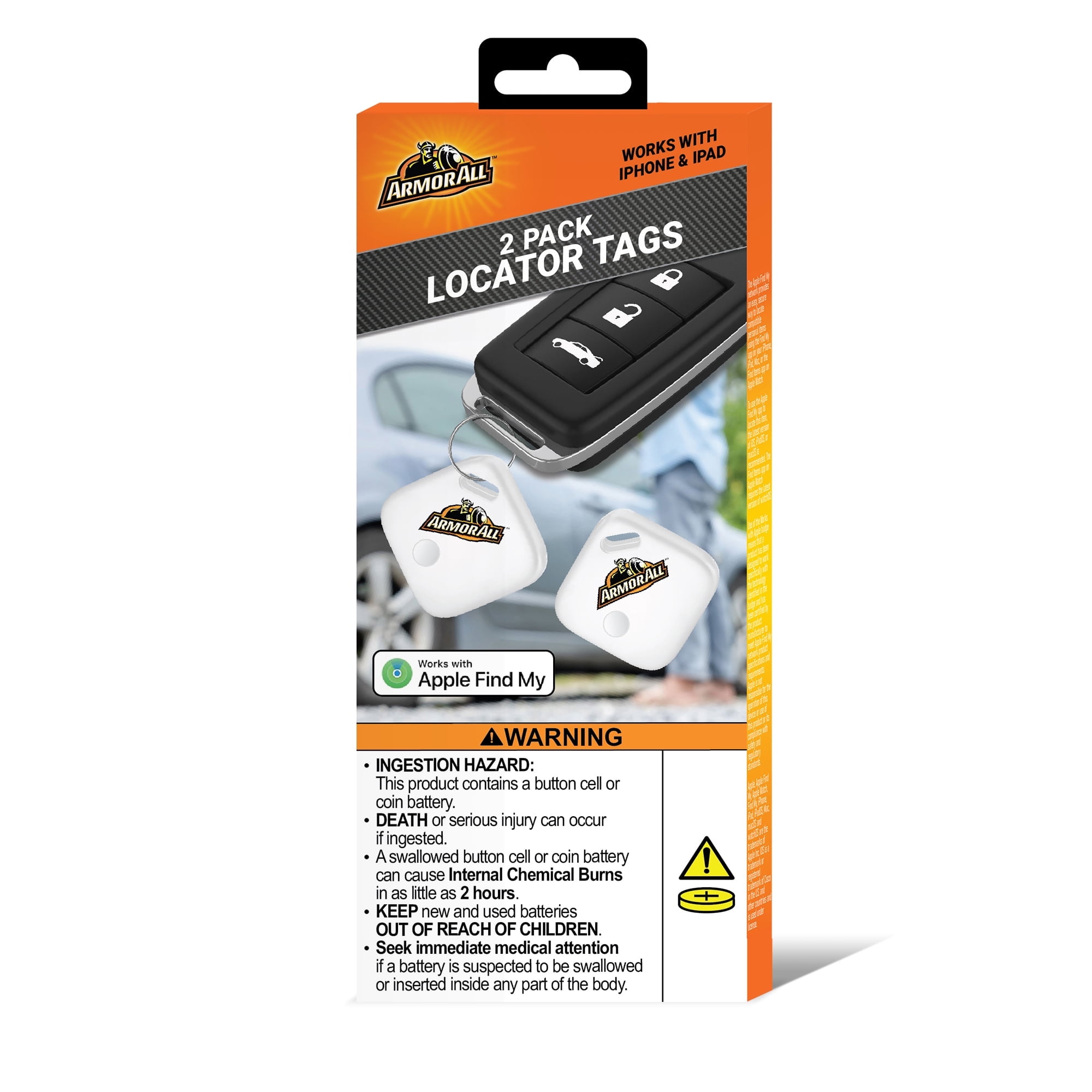 Armor All Locator Tag 2-Pack Compatible with Apple Find My App (iOS ...