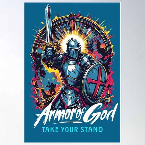 Armor Of God 80'S Neon Vintage Graffiti, Jesus Poster Wall Art ...