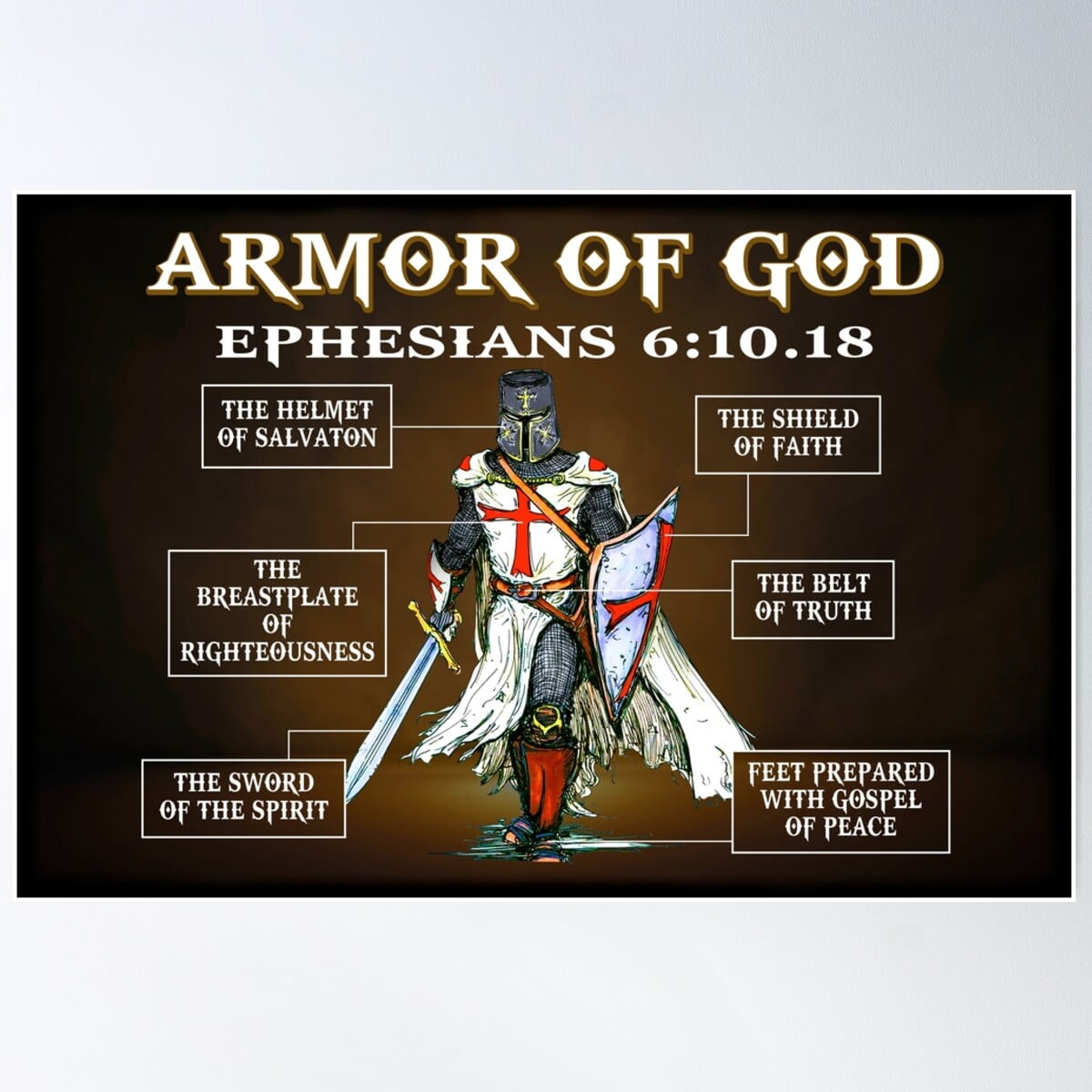 Armor Of God Art Print Poster Wall Art, Modern Wall Decor For Living ...