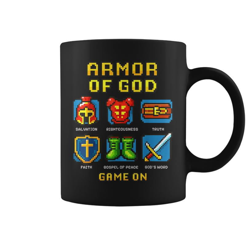 Armor Of God Pixel Faith Christian Video Game Gamers Youth Coffee Mugs ...